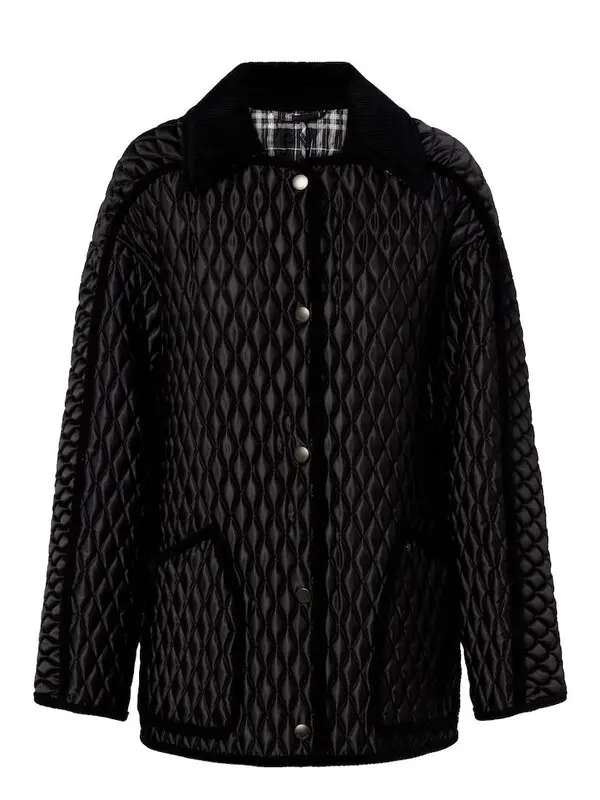 Burberry Corduroy-trimmed Quilted Jacket - Black