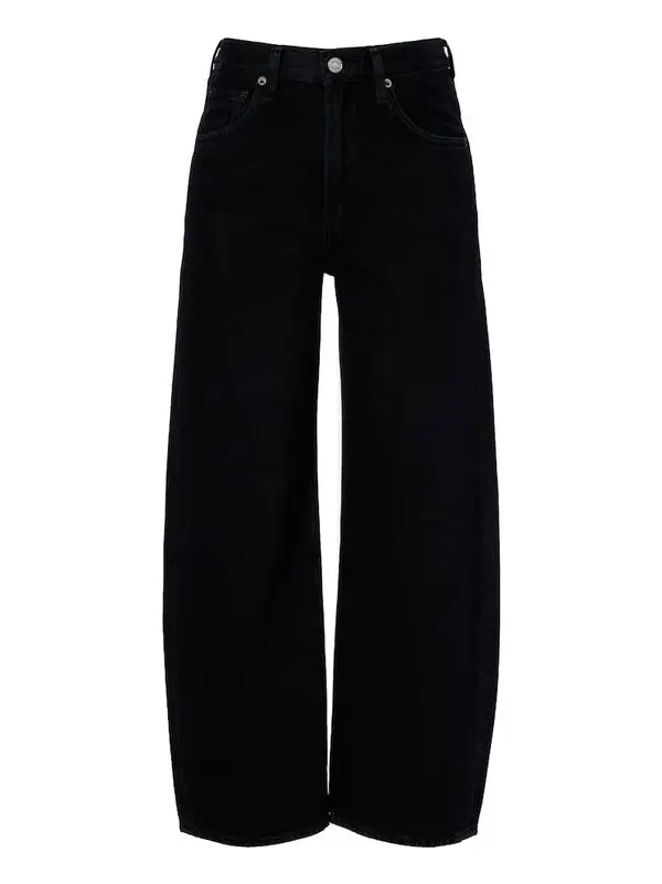 AGOLDE Low Curve Cropped Mid-rise Barrel-leg Jeans - Black