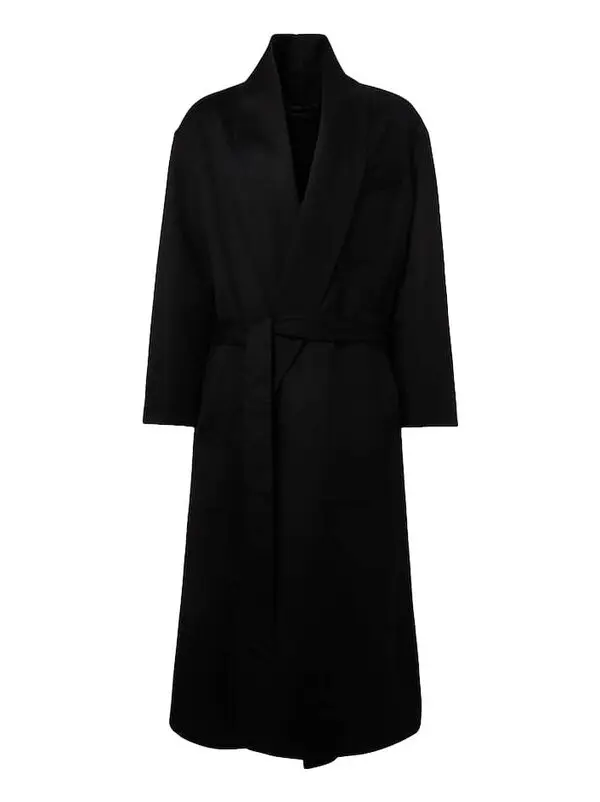 TOM FORD Wool And Silk Wrap Coat - Black