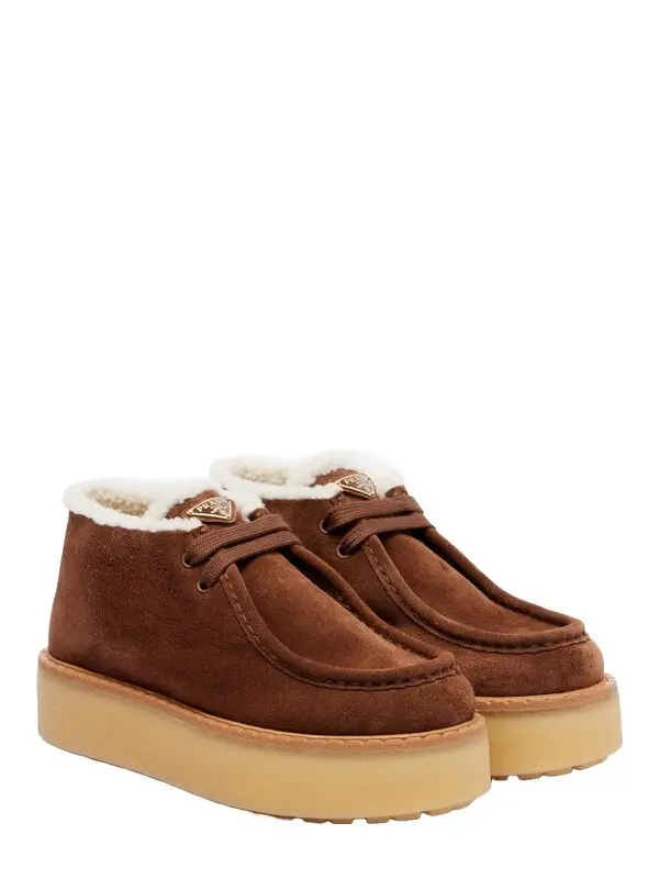 Prada Suede Platform Desert Boots - Brown