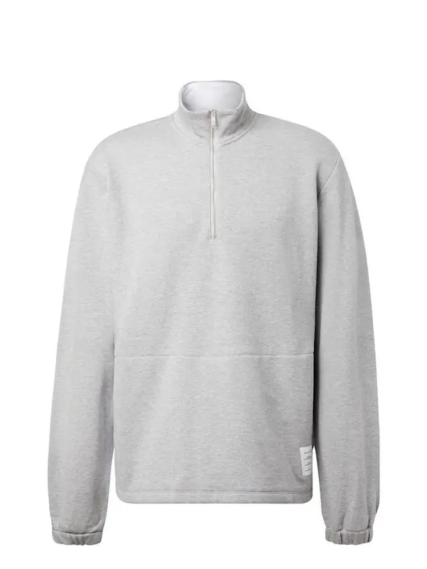 Thom Browne 4-bar Cotton Jersey Half-zip Sweatshirt - Grey