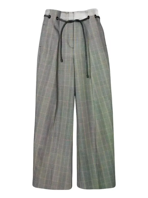 3.1 Phillip Lim Plaid Pattern Drawstring Trousers - Grey