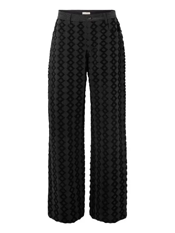 DIOTIMA Stulla Embroidered High-rise Wide-leg Jeans - Black