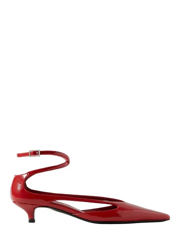 TOTEME Cutout Patent-leather Kitten Heel Pumps - Red