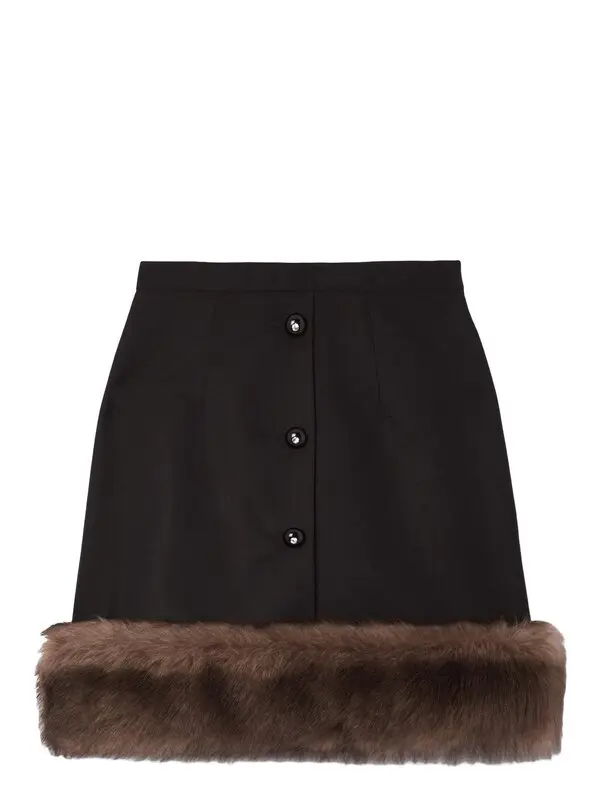 Valentino Garavani Shearling-trimmed Embellished Silk Mini Skirt - Black
