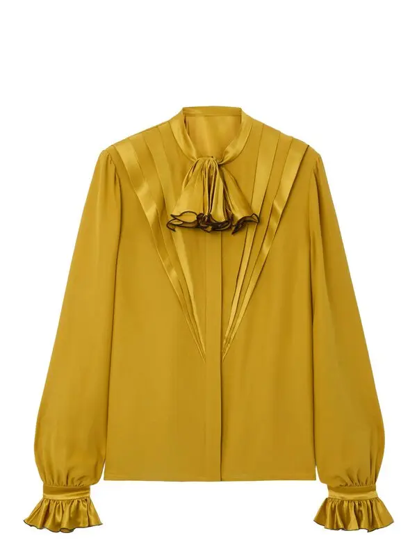Valentino Garavani Pleated Silk Blouse - Yellow