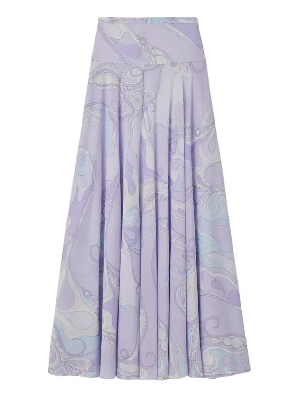 Emilio Pucci Printed Cotton-voile Maxi Skirt - Purple