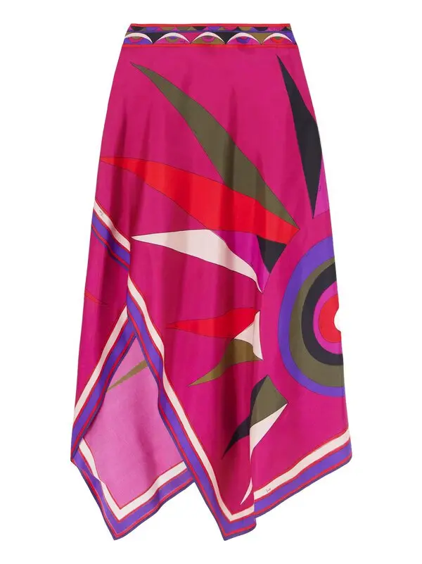 Emilio Pucci Asymmetric Printed Maxi Skirt - Multi