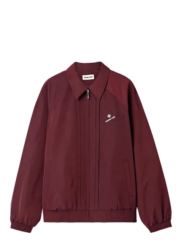 SHUSHU/TONG Pintucked Embroidered Shell Jacket - Burgundy