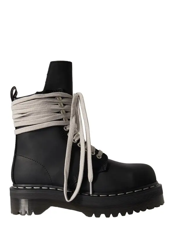 Rick Owens X Dr. Martens 1460 Quad Sole Leather Ankle Boots - Black