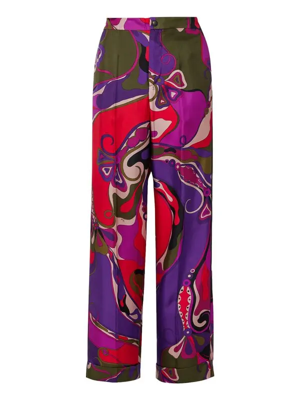 Emilio Pucci Printed Silk-twill Straight-leg Pants - Multi