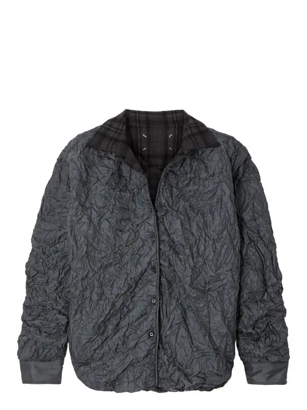 MAISON MARGIELA Padded Wool-trimmed Quilted Crinkled Shell Jacket - Brown
