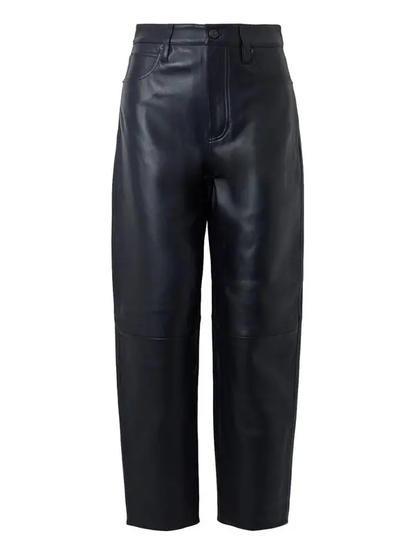 FRAME The Neat Leather Barrel-leg Pants - Blue