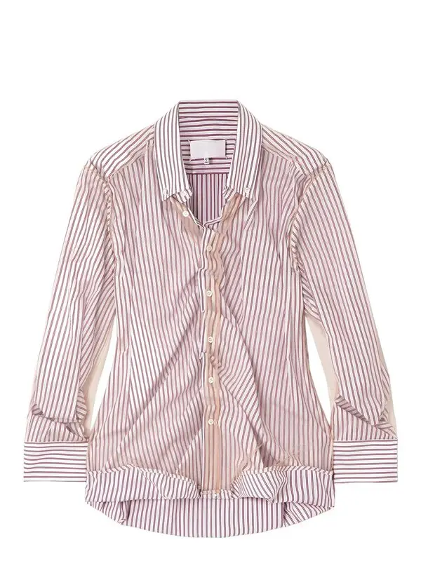 MAISON MARGIELA Organza-trimmed Striped Cotton-poplin Shirt - Red