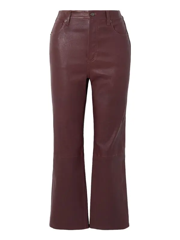 FRAME The Reboot Cropped Leather Flare Pants - Red
