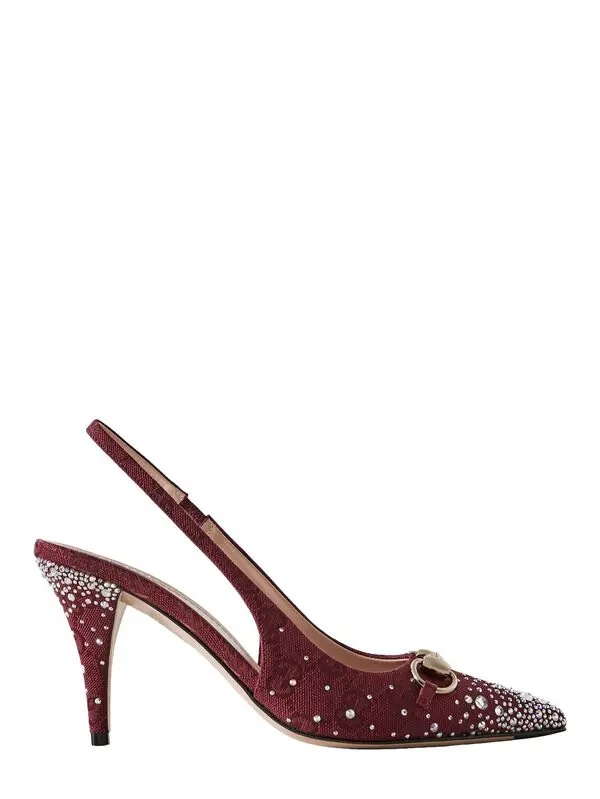 Gucci Erin Crystal-embellished Slingback Pumps - Red