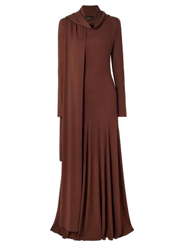 CORTANA Velora Scarf-detailed Stretch-jersey Maxi Dress - Burgundy