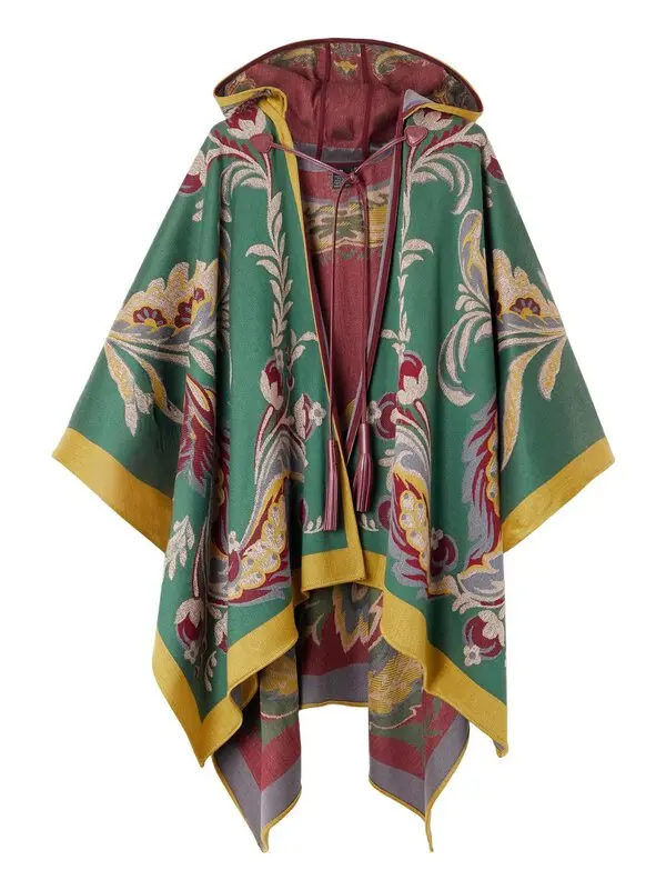 Etro Wool-blend Jacquard Hooded Cape - Multi