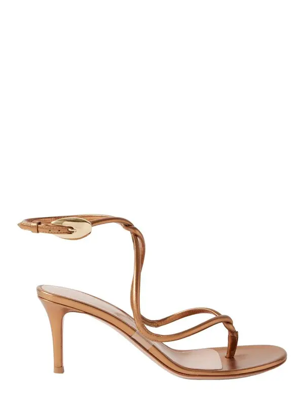 GIANVITO ROSSI Jungle Mamba 70 Leather Sandals - Metallic