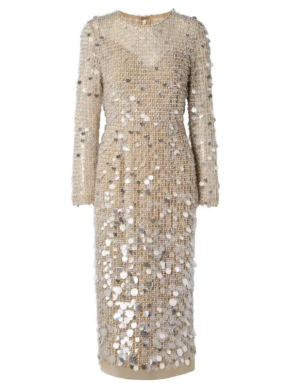 Carolina Herrera Embellished Tulle Midi Dress - Neutrals