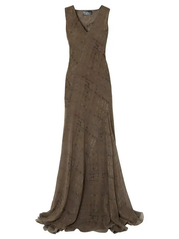 CORTANA Mire Printed Silk-blend Georgette Maxi Dress - Green