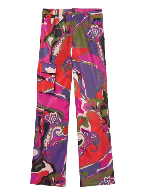 Emilio Pucci Orchidée Print Cargo Trousers - Purple