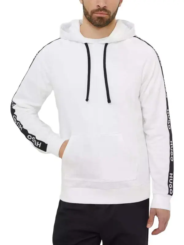 Hugo Boss Logo Tape Hooded Sweatshirt - White