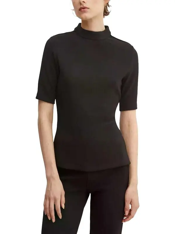 Hugo Ribbed High-neck Top - Black
