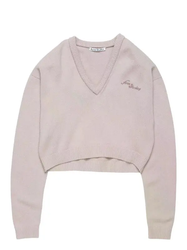 Acne Studios V-neck Embroidered Sweater - Neutrals
