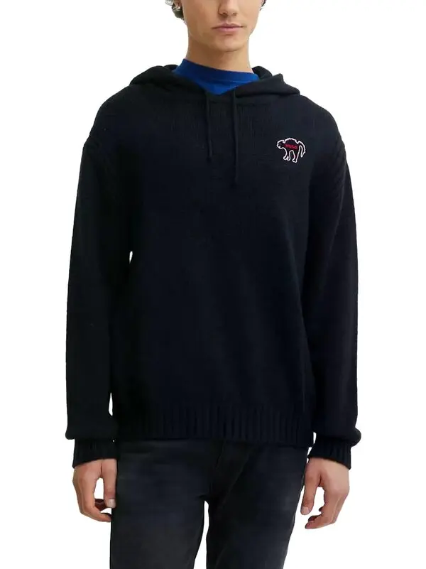 Hugo Boss Appliqué Hooded Sweater - Black