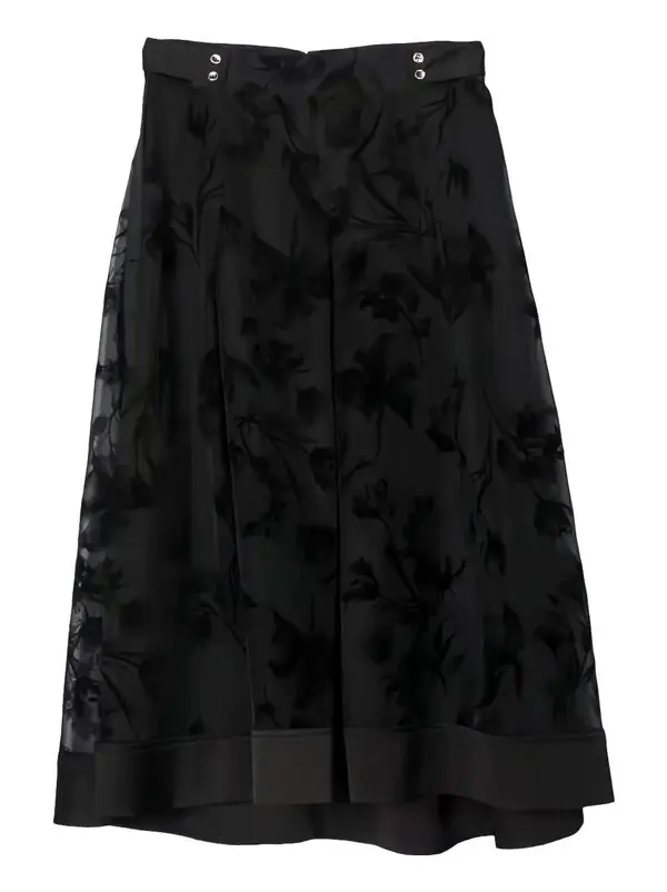 3.1 Phillip Lim Embossed-florals Midi Skirt - Black