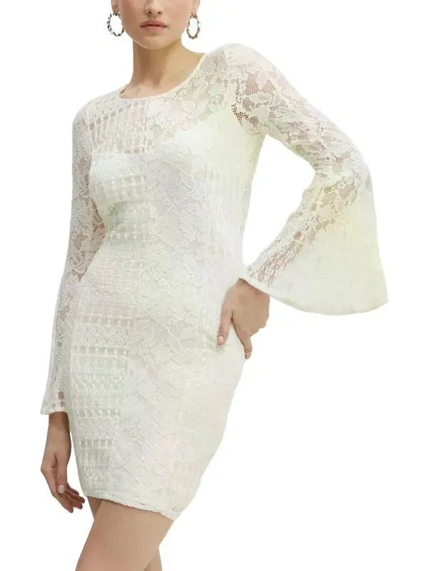 Guess Lace Mini Dress With Open Back - White