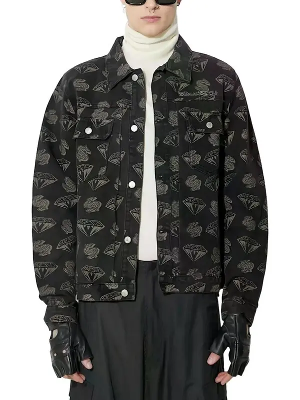 BILLIONAIRE BOYS CLUB Diamonds & Dollars-pattern Jacket - Black