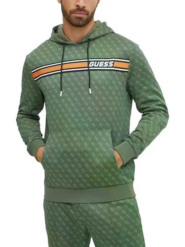 Guess Logo Stripe Hoodie - Green