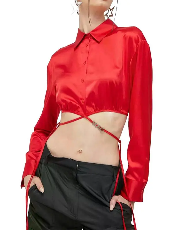 Hugo Buttoned Tie Blouse - Red
