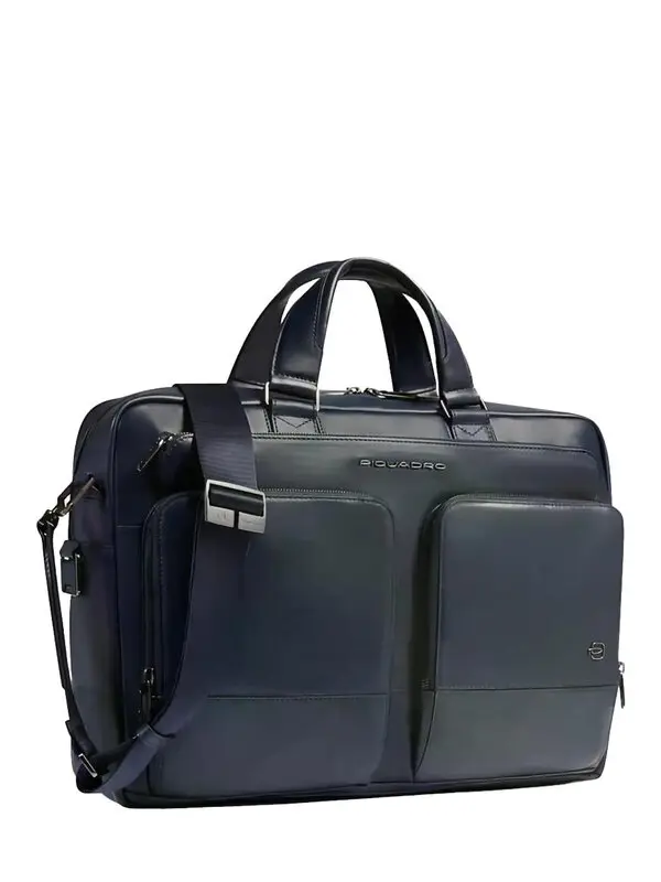 PIQUADRO Leather Laptop Bag - Blue