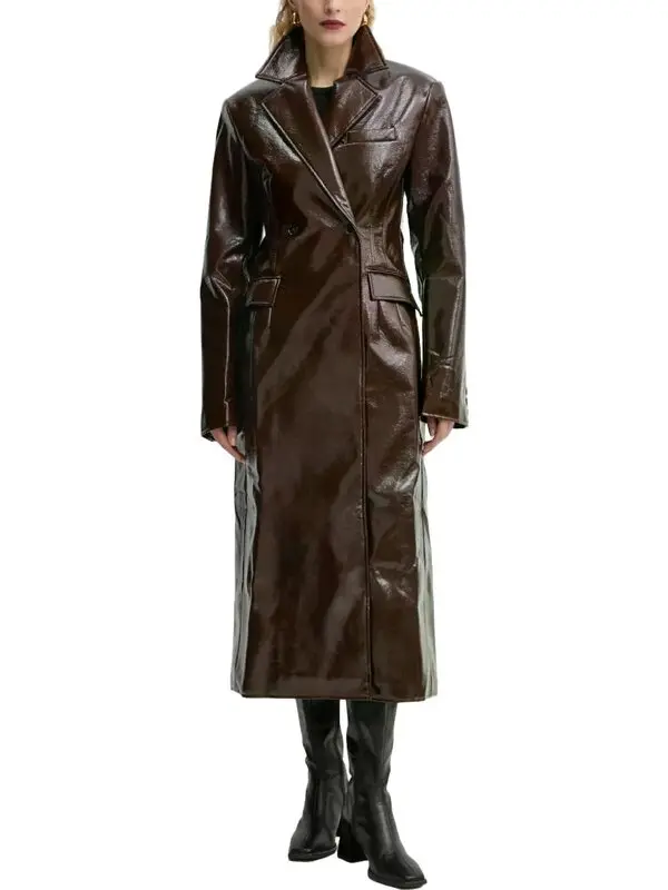 HERSKIND Collared Double-breasted Coat - Brown