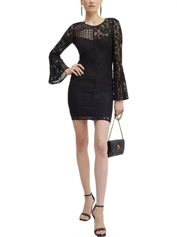 Guess Flared-sleeve Lace Mini Dress - Black