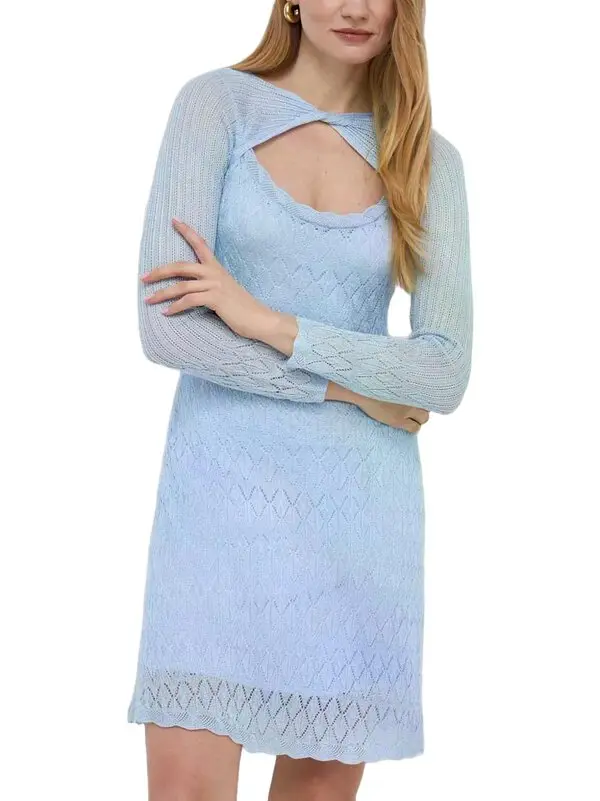 Guess Knitted Mini Dress With Cut-out Detail - Blue
