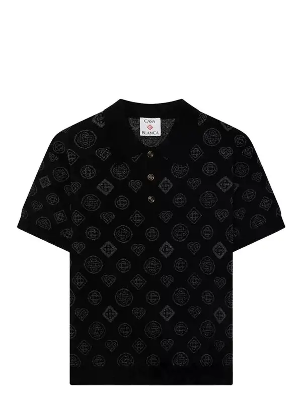 Casablanca Jacquard Monogram Polo-shirt - Black