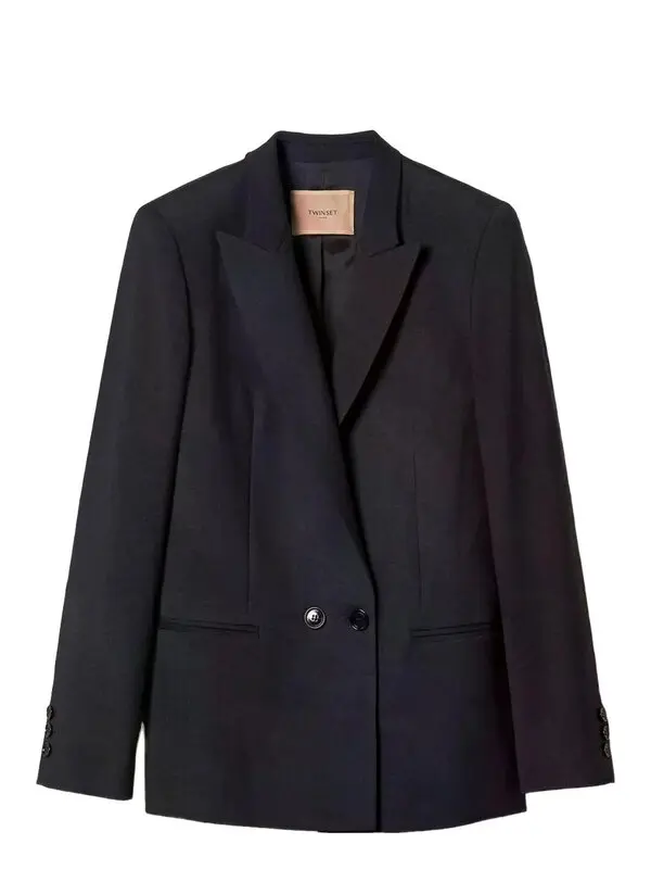 TWINSET Wool-blend Double-breasted Blazer - Blue