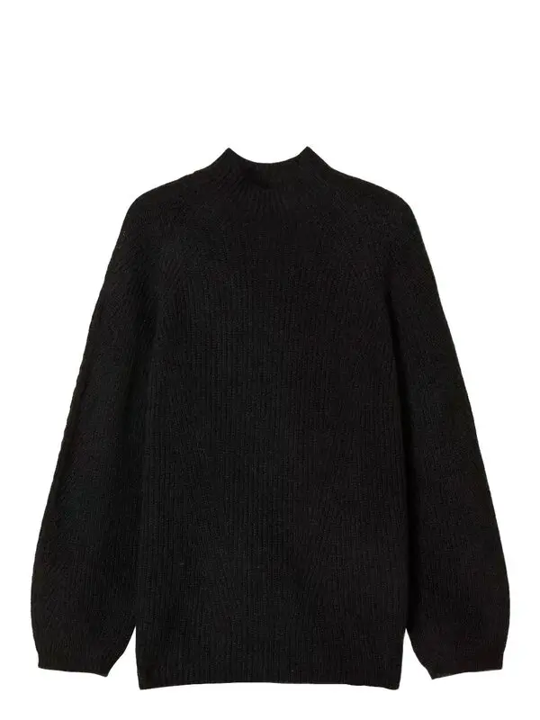 TWINSET Turtleneck Ribbed Sweater - Black