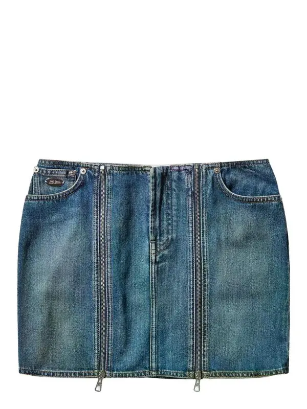 Jean Paul Gaultier Two-zip Detail Denim Mini Skirt - Blue