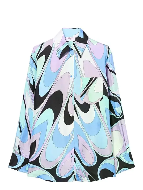 Emilio Pucci Onde-print Silk Shirt - Blue