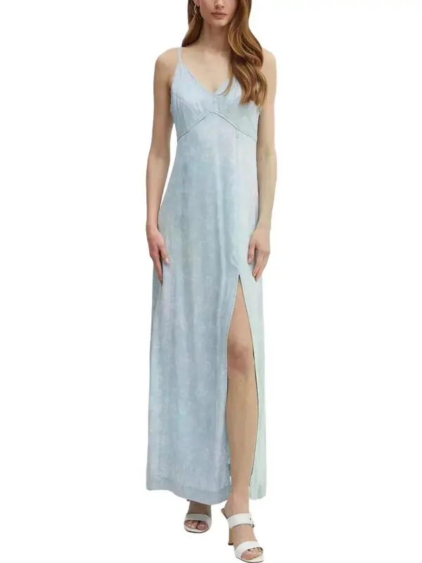 Guess V-neck Denim Maxi Dress - Blue