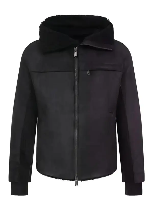 Transit Fur-hooded Leather Jacket - Black