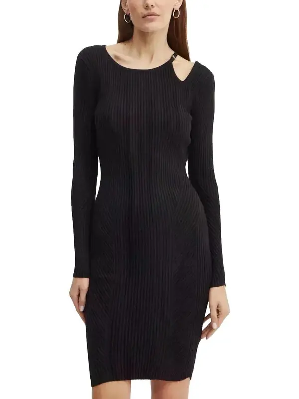 Guess Cut-out Ribbed Knit Midi Dress - Black