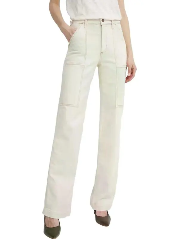 Guess Triangle Logo Straight-leg Jeans - Neutrals