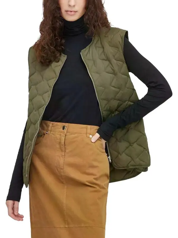 HERSKIND Quilted Zip-front Gilet - Green