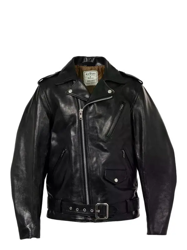 Mihara Yasuhiro Zip-up Belted Leather Jacket - Black
